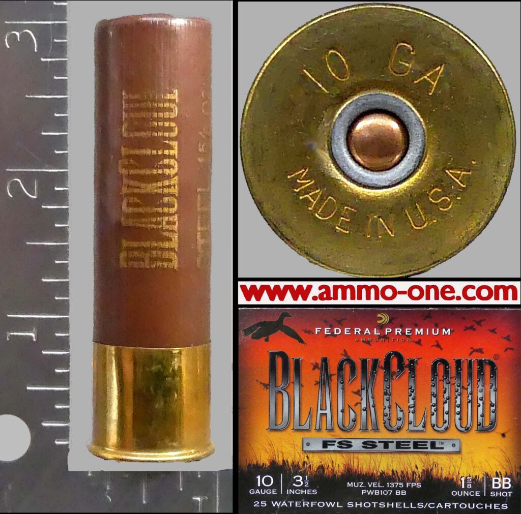 10 Gauge # 1, Federal BLACKCLOUD BB "Steel"! shot, 1 Cartridge not a ...