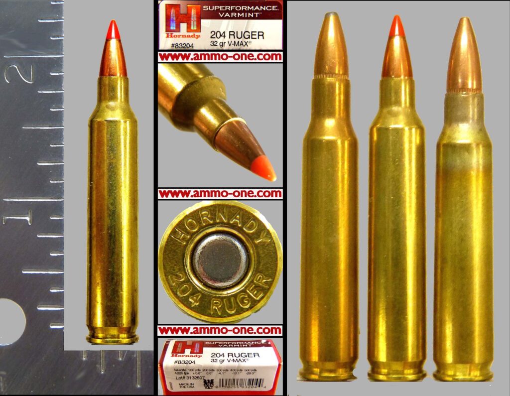 .204 Ruger, "NEW"*, by Hornady, V-Max Red Ballistic Tip, One Cartridge ...