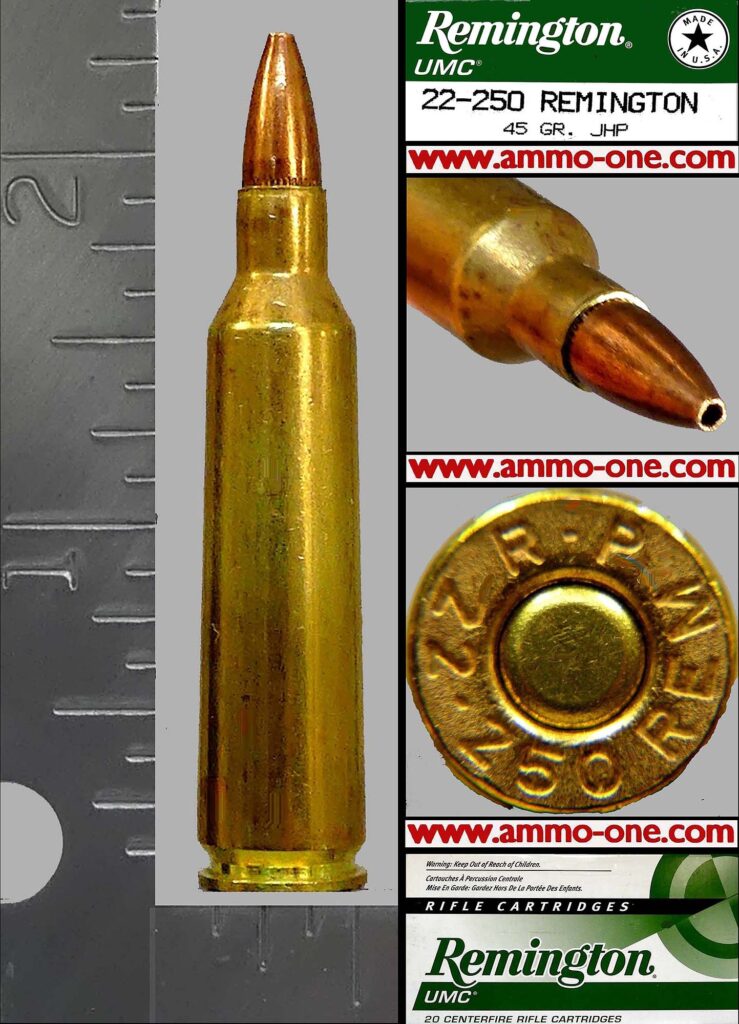 .22-250 Remington by Remington, JHP, Some *Patina starting, One ...