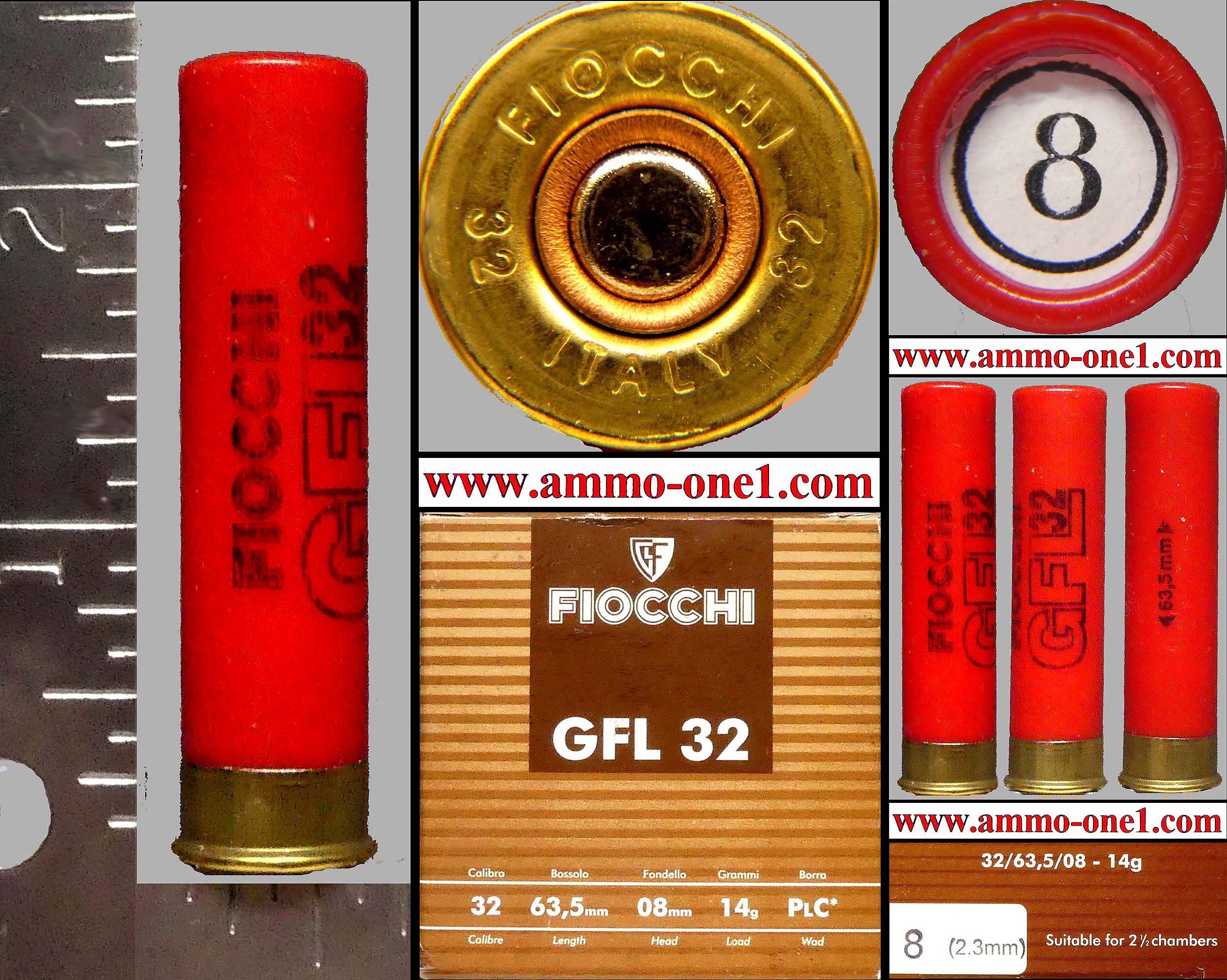 32 Ga. A, Fiocchi Red Plastic Case, 8 Shot 1 Cartridge Not A Box - Ammo ...