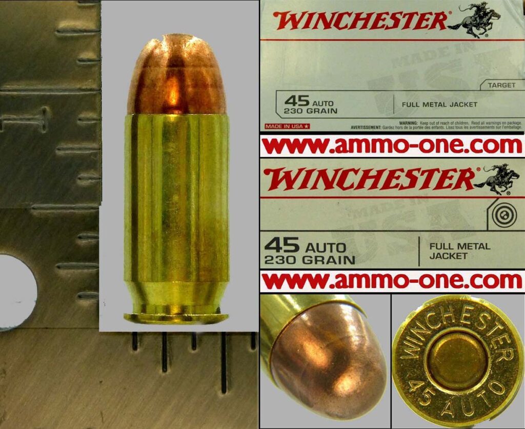 .45 Auto #01, "Winchester" H/S, FMJ, One Cartridge not a Box! - Ammo-One1