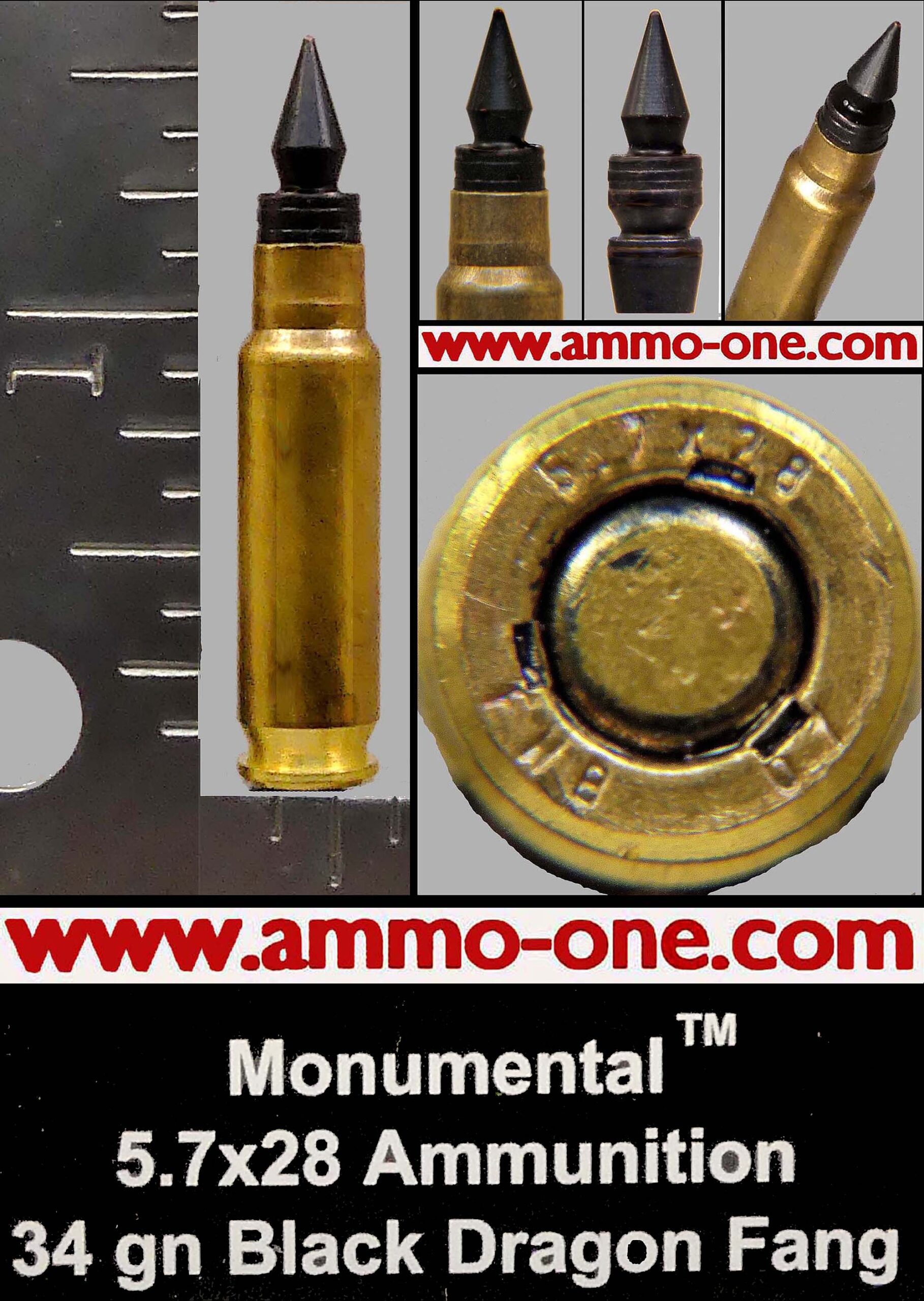 5.7x28mm Black Dragon Fang, V57, ONE ROUND NOT A BOX! - Ammo-One1