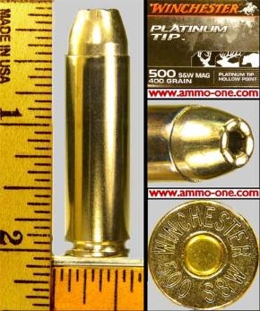 .500 Smith & Wesson Magnum by Winchester, "Nickel Case and Bullet ...