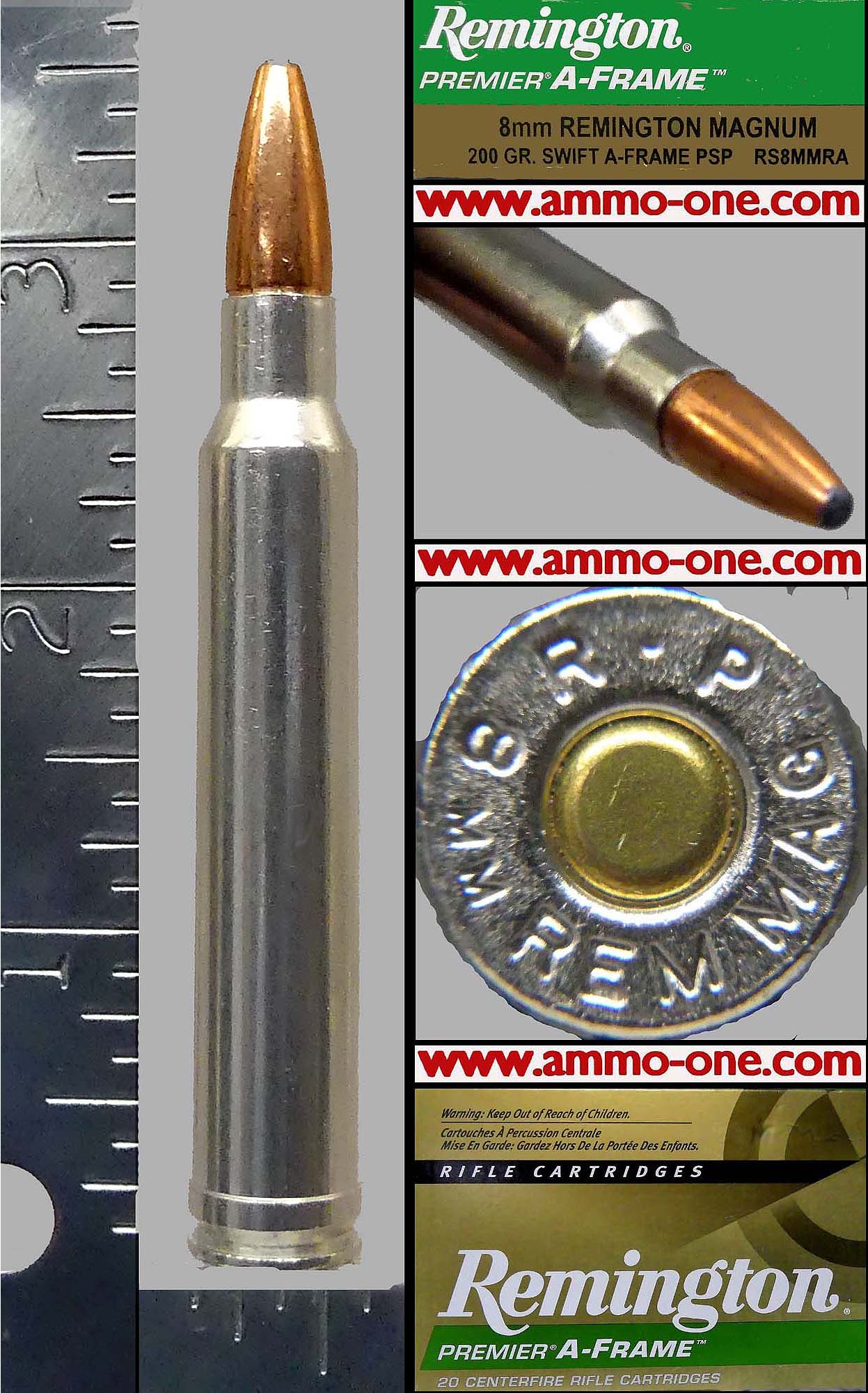 8mm Remington Magnum by Remington, "Nickel" case, JSP One Cartridge not ...