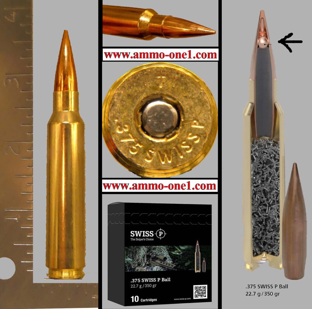.375 Swiss P, (NEW FOR 2023 for U.S.A.) FMJ, One Cartridge not a Box ...