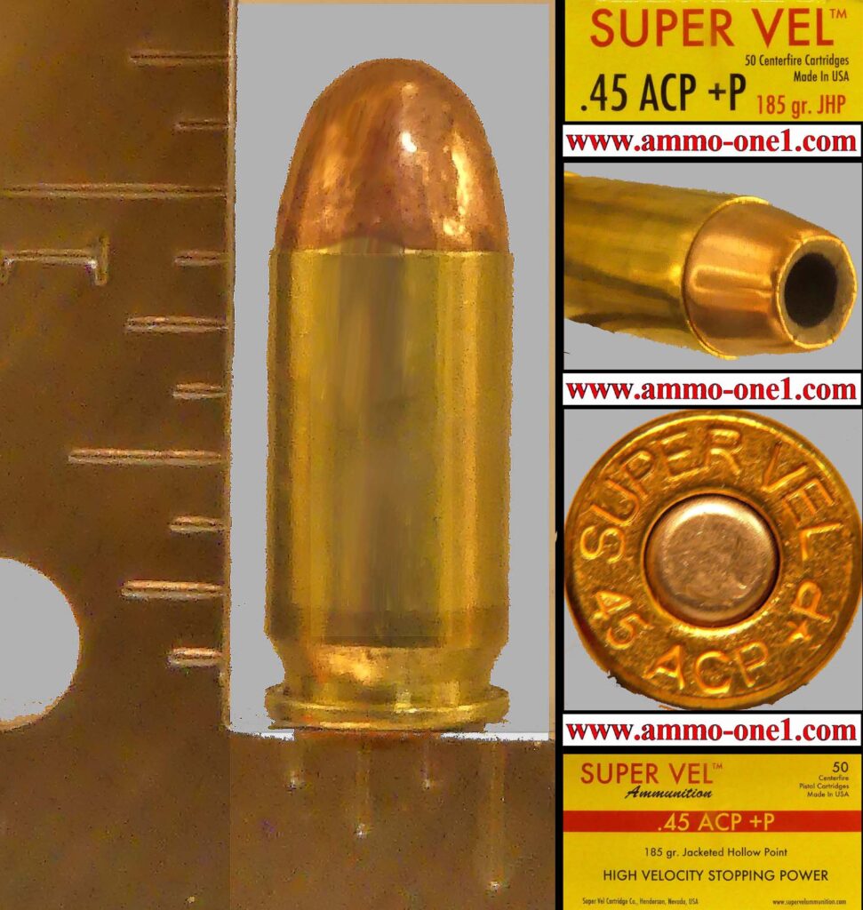 .45 Auto #07, Newer +P, "SUPER VEL 45 ACP+P" H/S (Large Print) Brass ...