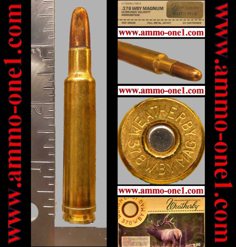.378 Weatherby Magnum, "New", "Bright!" Newer H/S, FMJ, One Cartridge ...