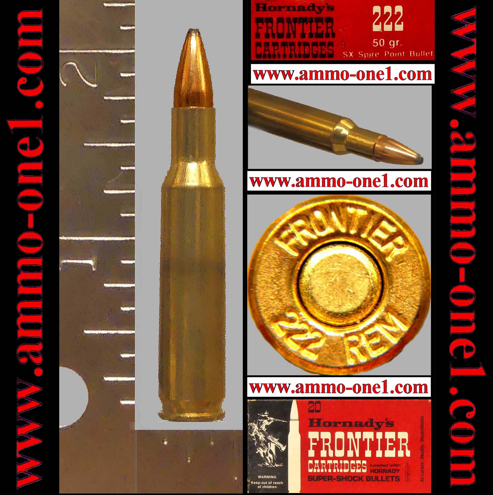 .222 Remington by Hornady with Older "FRONTIER" H/S, JSP, *Patina*, One ...