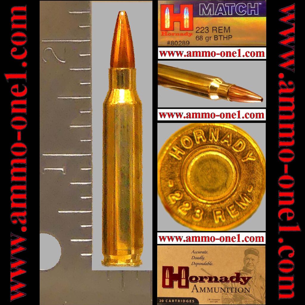 (a004) .223 Remington by "HORNADY" H/S, New, MATCH Grade, 68 gr. JHPBT ...