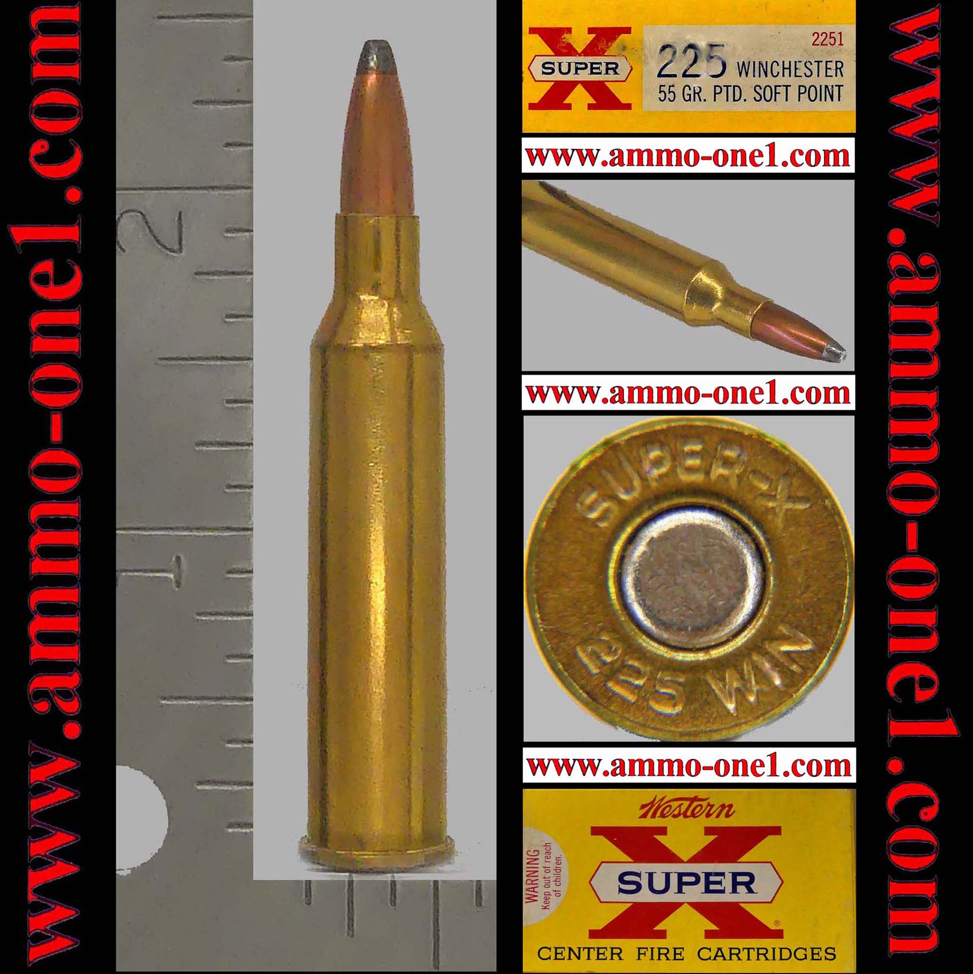 .225 Winchester by Western/Winchester, PRE-1964 "SUPER-X" H/S, 55gr ...
